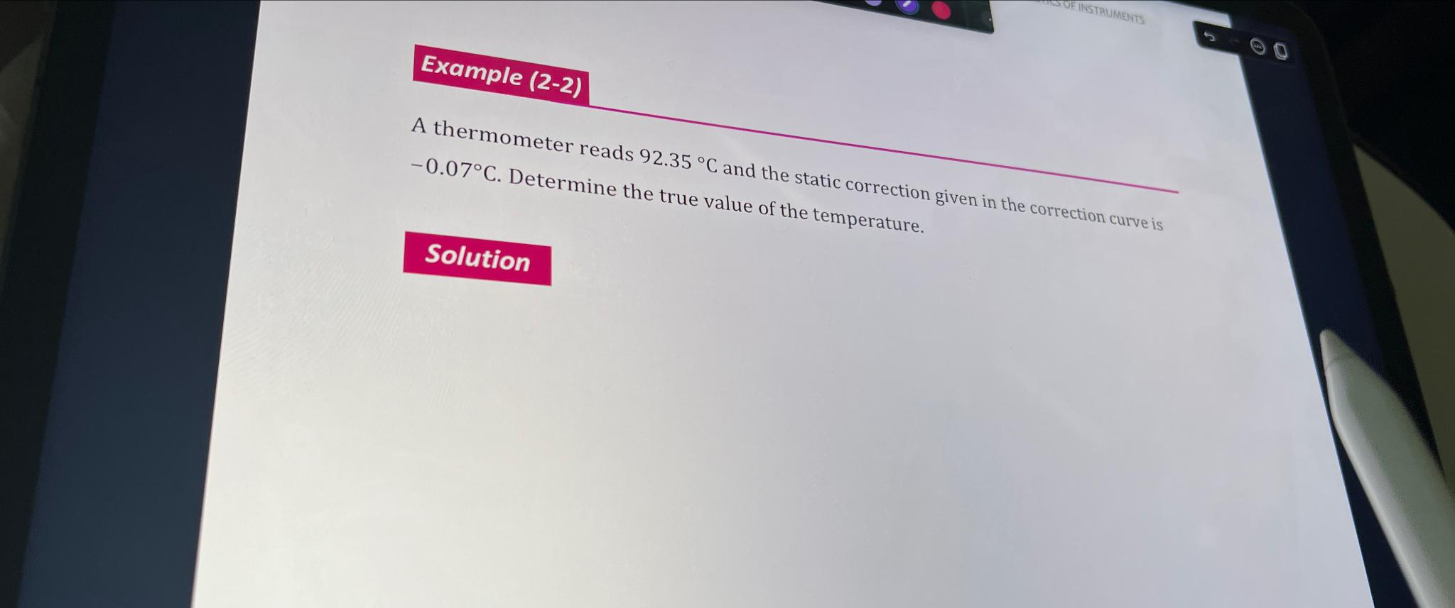 Solved Example (2-2)A thermometer reads 92.35°C ﻿and the | Chegg.com