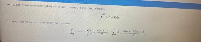 Solved Wse the Riemann sum with right-point rule to compute | Chegg.com