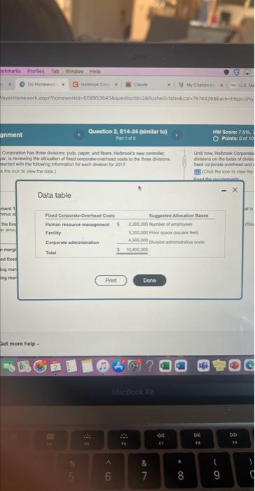 Solved Data tableRequirements 1. Allocate 2017 fixed | Chegg.com