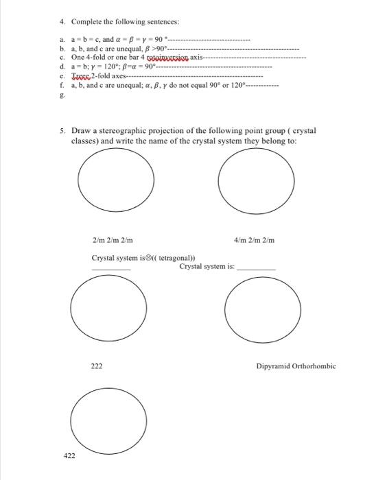 Solved 1. Write the point group for each crystal system: | Chegg.com