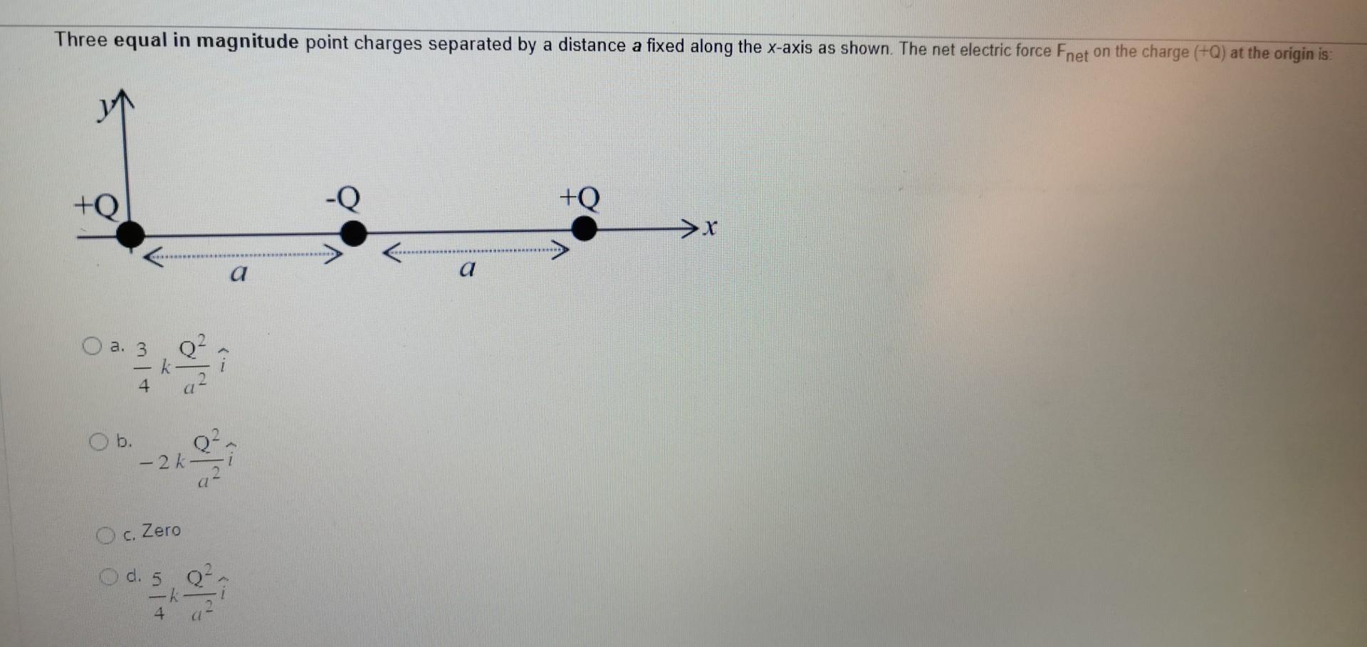 Solved Three equal in magnitude point charges separated by a | Chegg.com