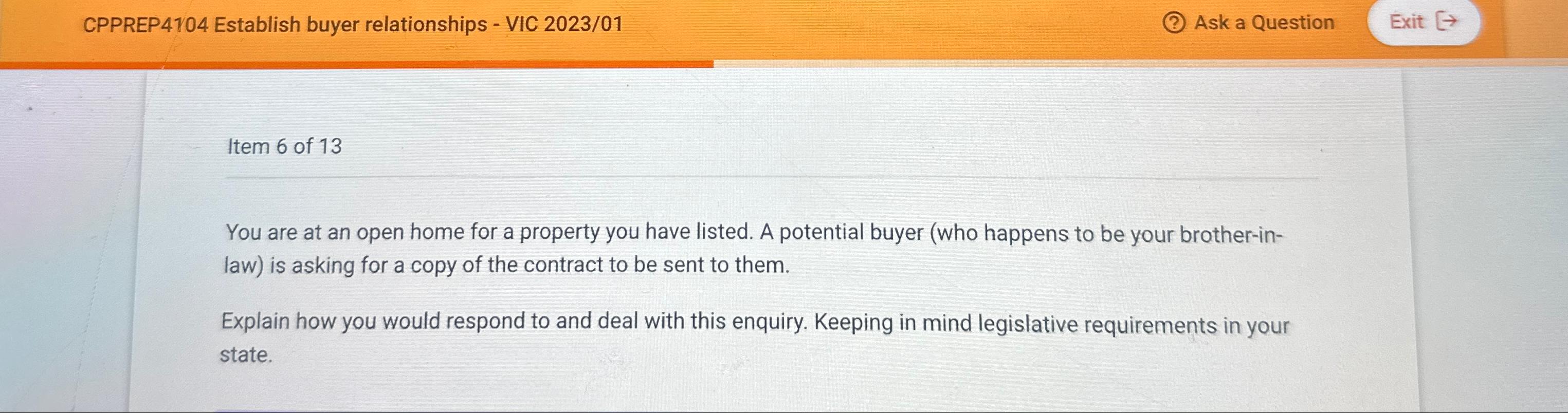 Solved CPPREP4104 ﻿Establish buyer relationships - ﻿VIC | Chegg.com