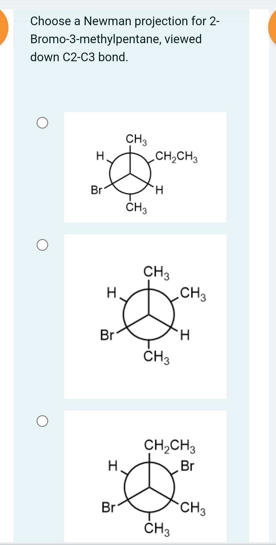 Choose a Newman projection for | Chegg.com
