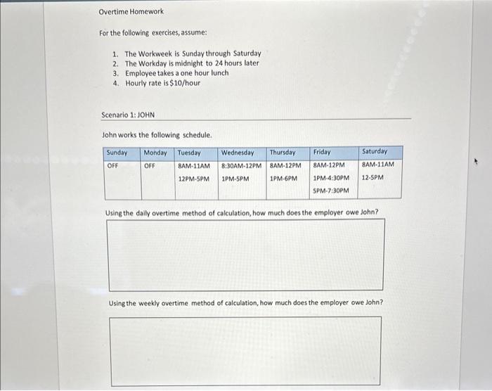 Solved Overtime Homework For the following exercises, | Chegg.com