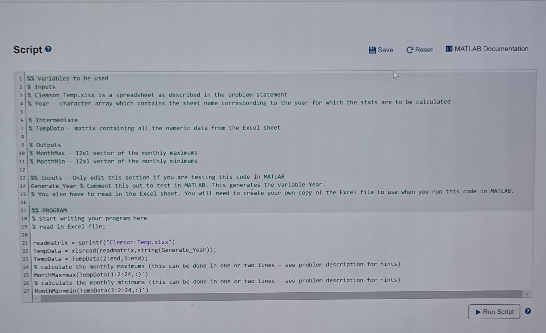 Solved xcel l/O - Temperature My Solutions > he Excel file | Chegg.com