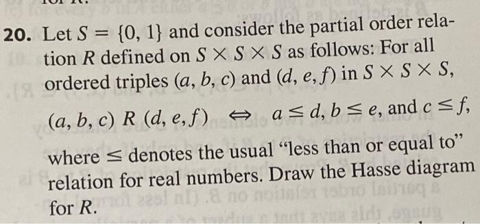Solved 20. Let S = {0, 1} and consider the partial order | Chegg.com