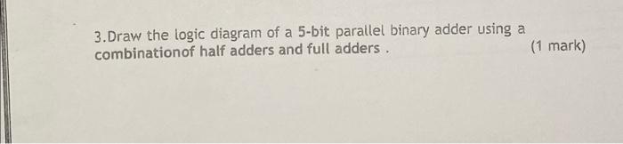 Solved 3.Draw the logic diagram of a 5-bit parallel binary | Chegg.com