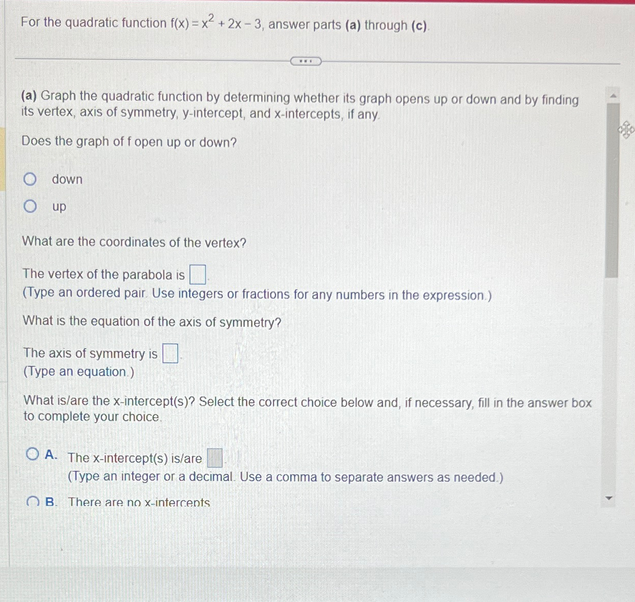 Solved For The Quadratic Function F X X2 2x 3 ﻿answer