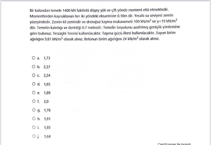 Solved A vertical load with a factor of 1400 kN and a moment | Chegg.com