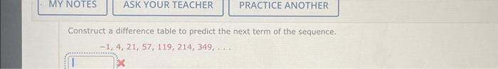 Solved Construct a difference table to predict the next term | Chegg.com