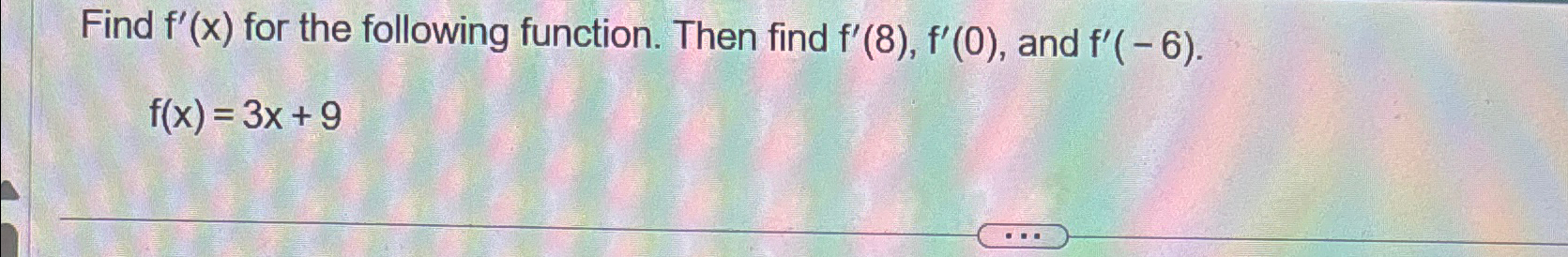 Solved Find f'(x) ﻿for the following function. Then find | Chegg.com