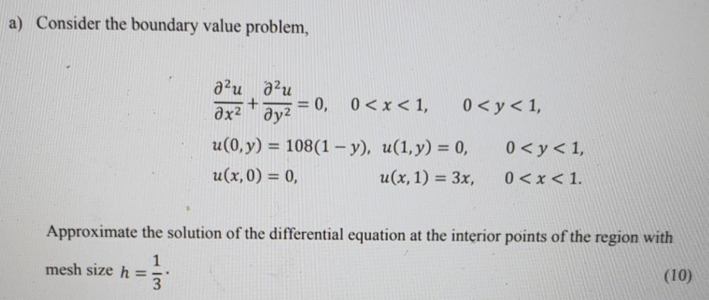 Solved a) Consider the boundary value problem, a2u au + 0 | Chegg.com