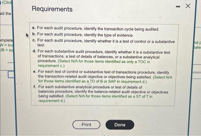 Complete all answers boxes for each audit procedure | Chegg.com
