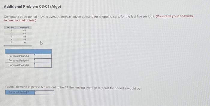 Solved Compute a three-period moving average forecast given | Chegg.com