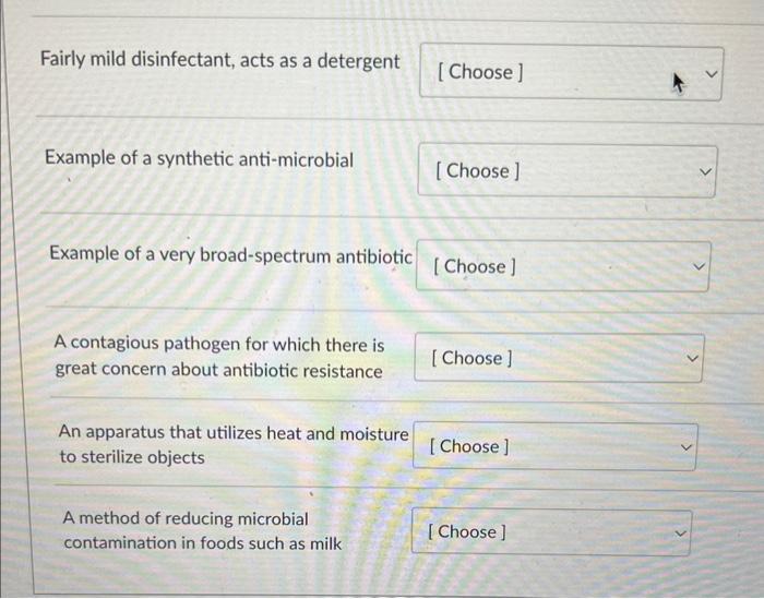 Solved Fairly mild disinfectant, acts as a detergent Example | Chegg.com