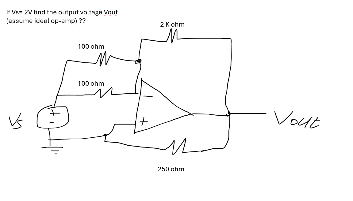 Solved If Vs=2V ﻿find the output voltage Vout (assume ideal | Chegg.com