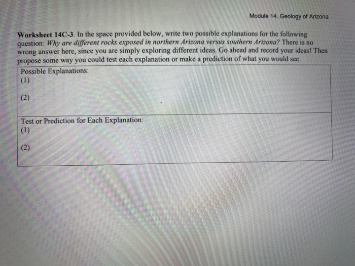 Solved Module 14. Geology of Arizona Worksheet 14C-3. In the | Chegg.com