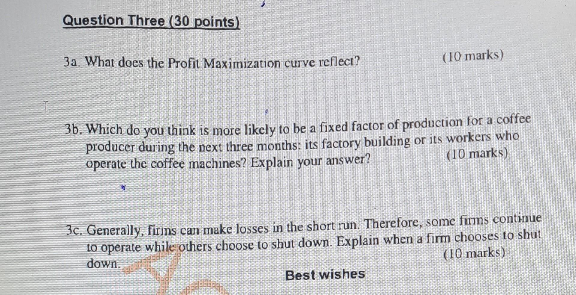 3a. What does the Profit Maximization curve reflect? | Chegg.com
