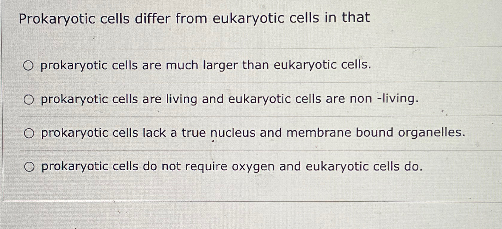 Solved Prokaryotic cells differ from eukaryotic cells in | Chegg.com