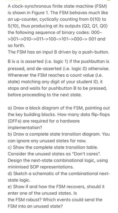 Solved A clock-synchronous finite state machine (FSM) is | Chegg.com
