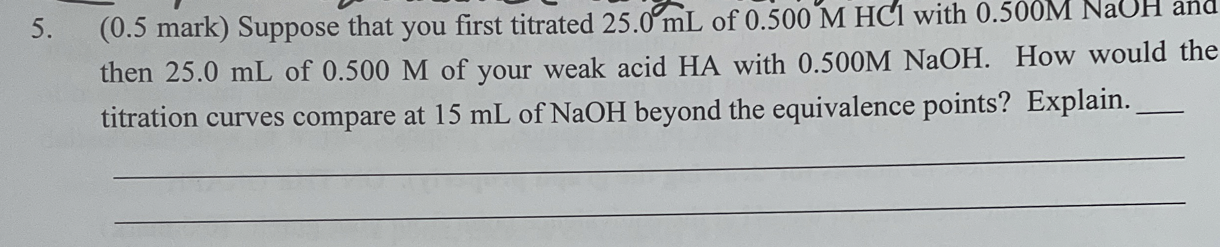 Solved then 25.0 ﻿mL of 0.500 ﻿M of your weak acid HA with | Chegg.com