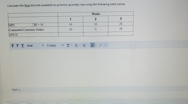 Solved Calculate the final discrete available to promise | Chegg.com