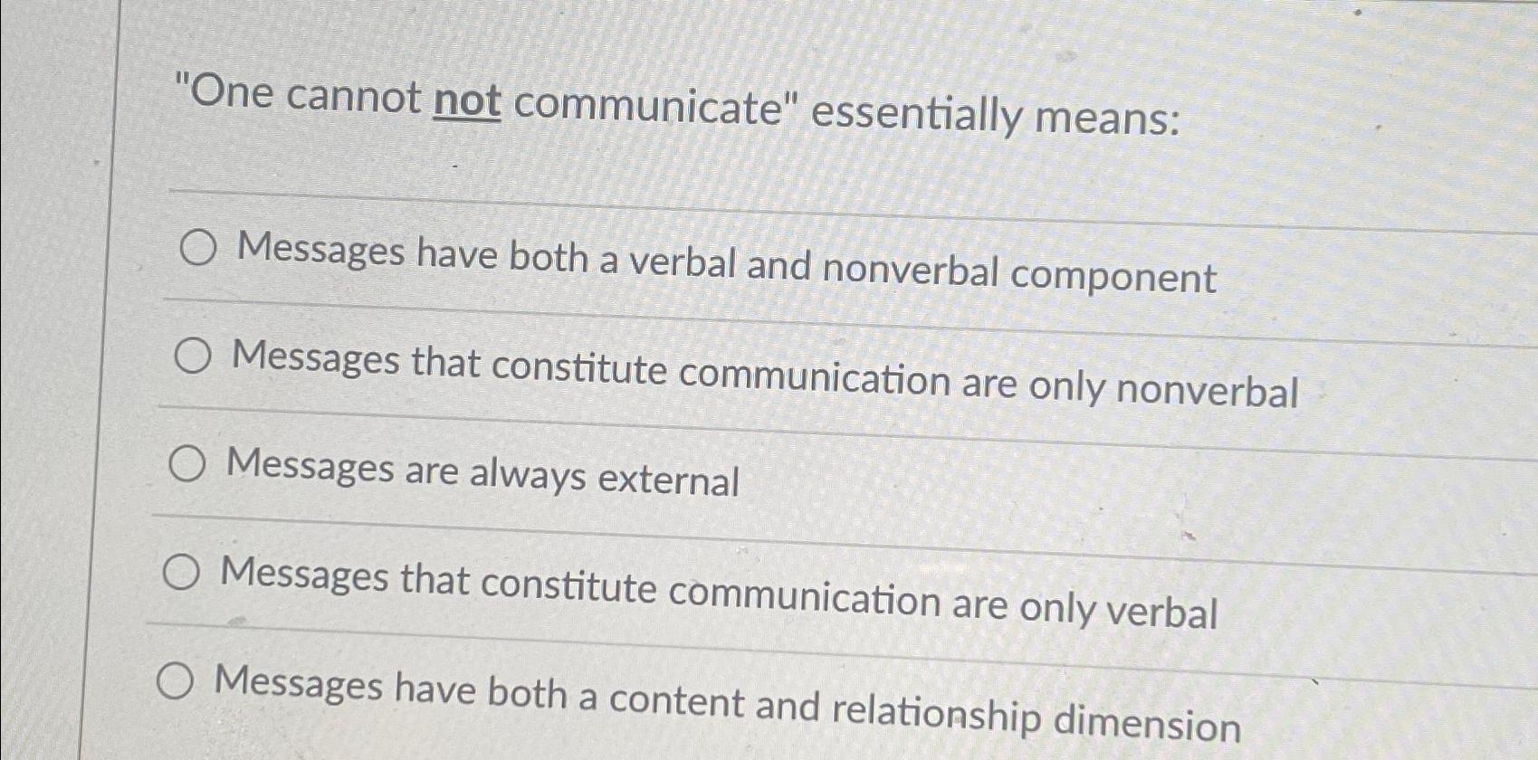 Solved "One cannot not communicate" essentially | Chegg.com