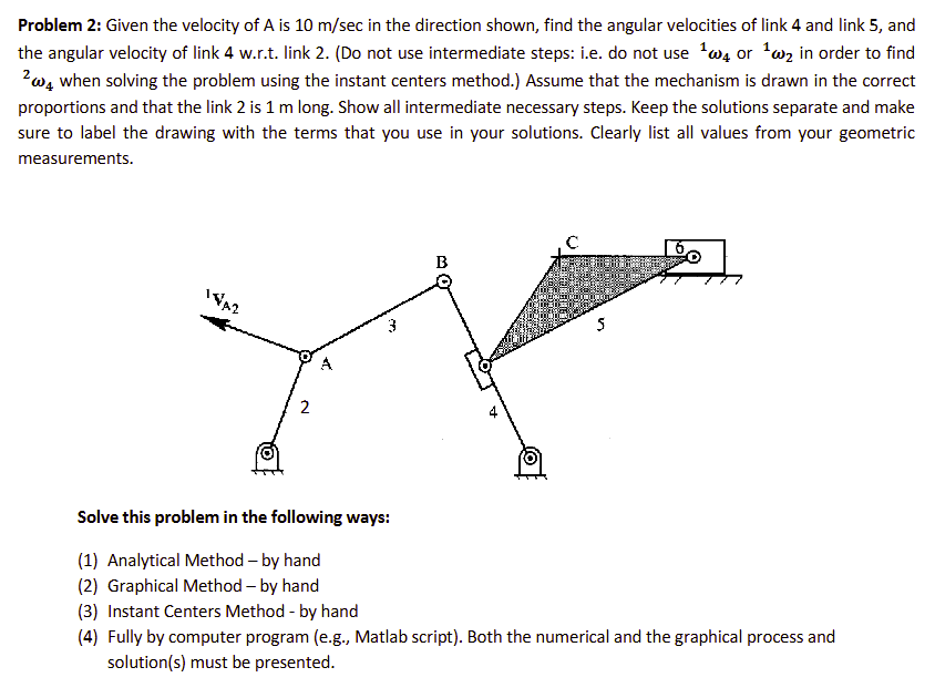 Solve analytically and using instant centers method. | Chegg.com