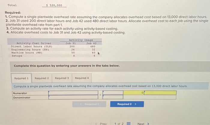 Solved Required: 1. Compute a single plantwide overhead rate | Chegg.com