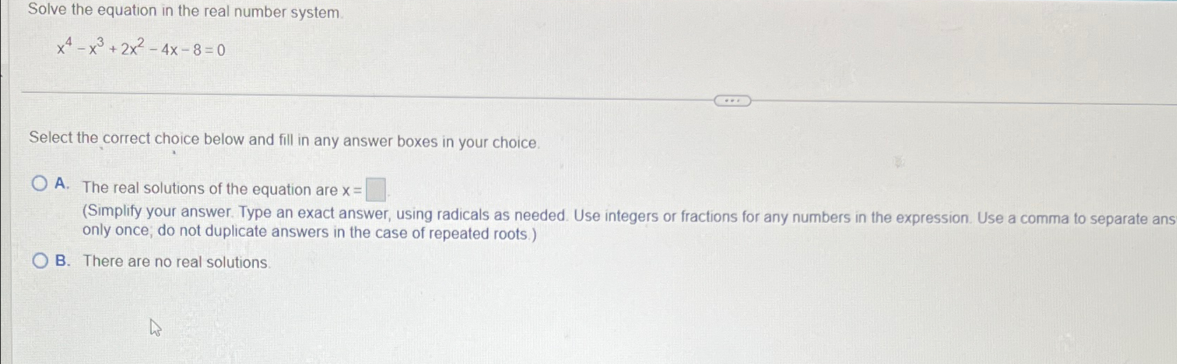 Solved Solve the equation in the real number | Chegg.com