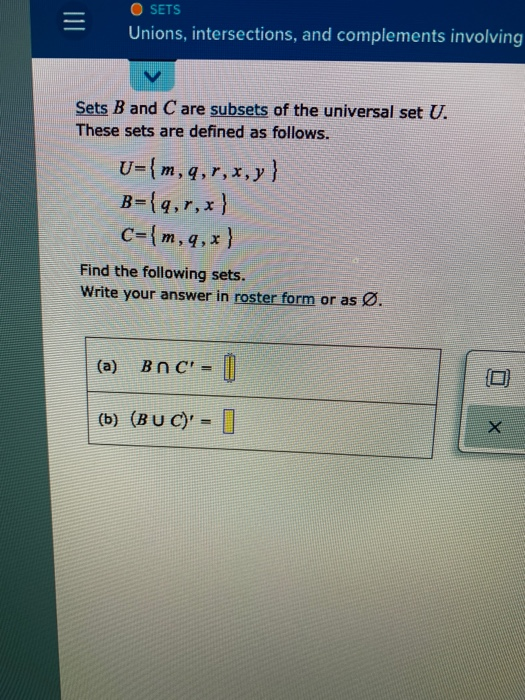 Solved = O SETS Unions, intersections, and complements | Chegg.com Solved = O SETS Unions, intersections, and complements | Chegg.com