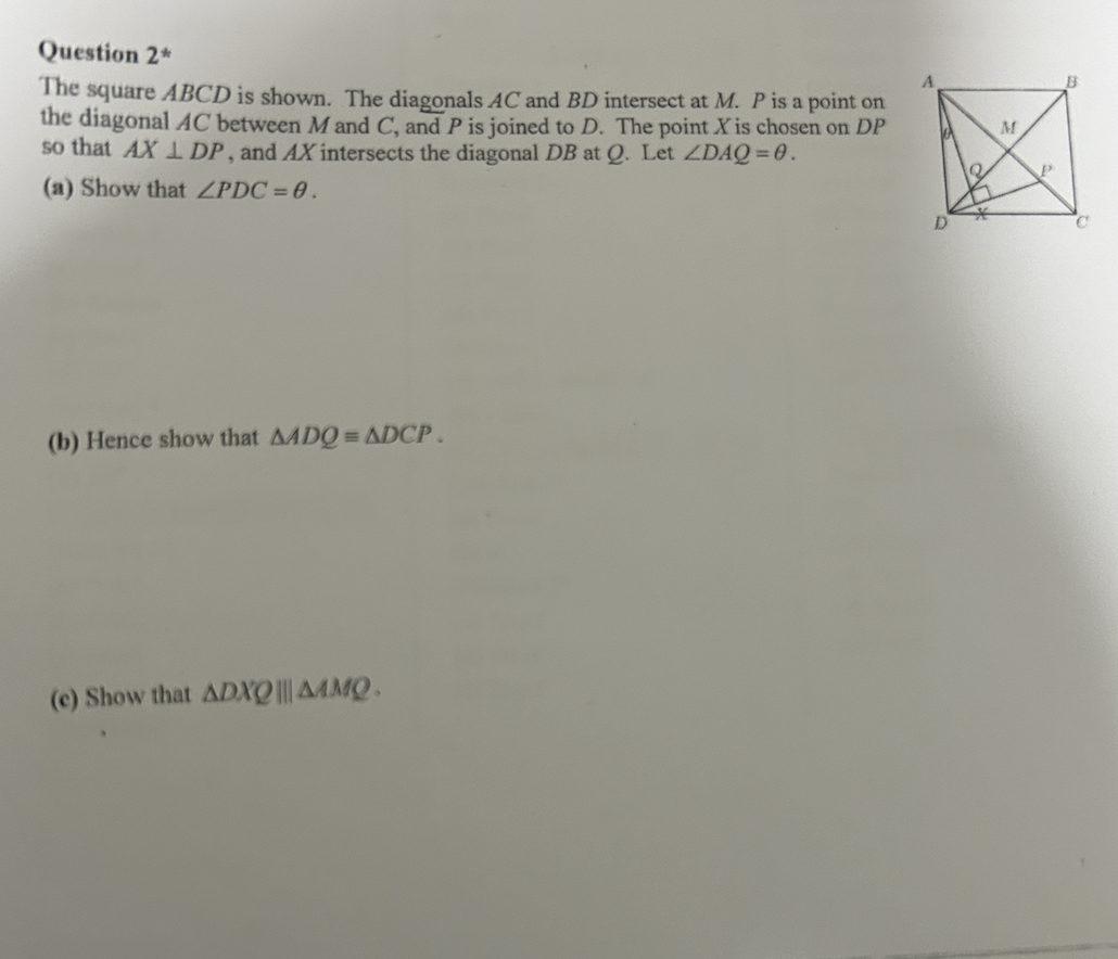 Solved Question 2*The square ABCD is shown. The diagonals AC | Chegg.com