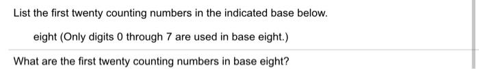 Solved List the first twenty counting numbers in the | Chegg.com