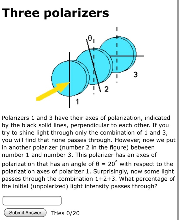 Solved Three polarizers 3 12 1 Polarizers 1 and 3 have their | Chegg.com