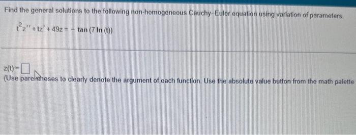 Solved Find the general solutions to the following | Chegg.com