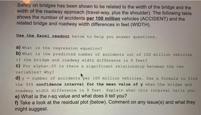Solved Safety on bridges has been shown to be related to the | Chegg.com