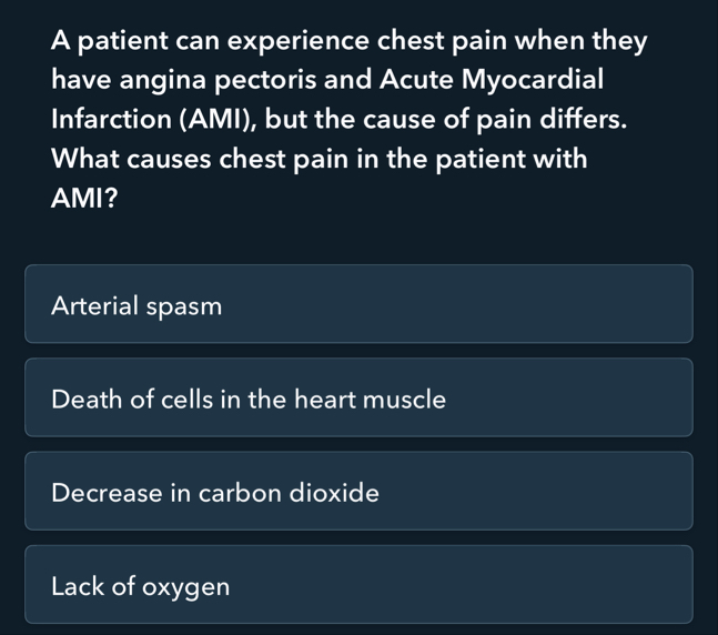 Solved A patient can experience chest pain when they have | Chegg.com