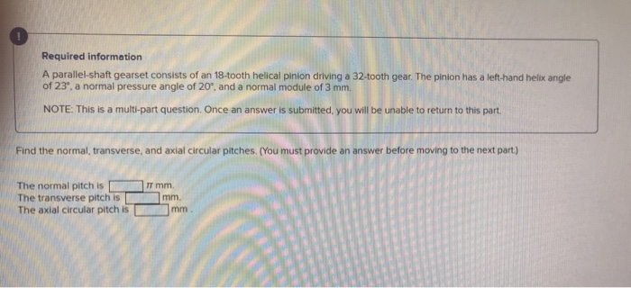 Solved Required information A parallel-shaft gearset | Chegg.com