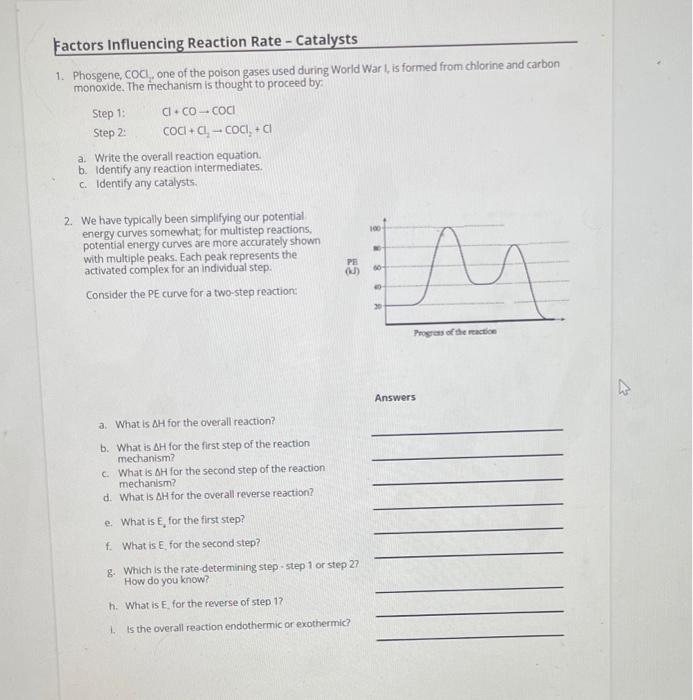 Solved Factors influencing Reaction Rate - Catalysts 1. | Chegg.com