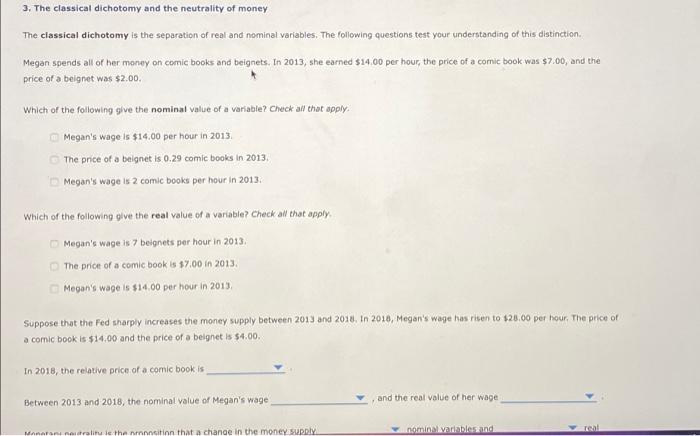 Solved 3. The classical dichotomy and the neutrality money | Chegg.com