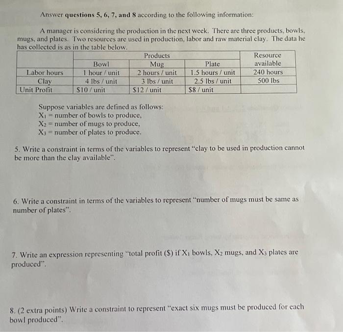 Solved Answer questions 5,6,7, and 8 according to the | Chegg.com