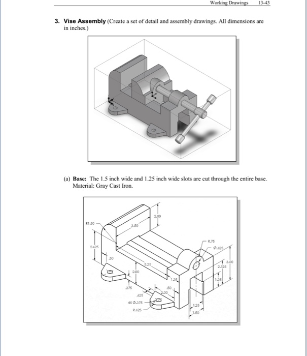 Solved Working Drawings 3. Vise Assembly (Create a set of | Chegg.com