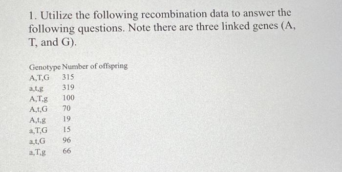 Solved 1. Utilize the following recombination data to answer | Chegg.com