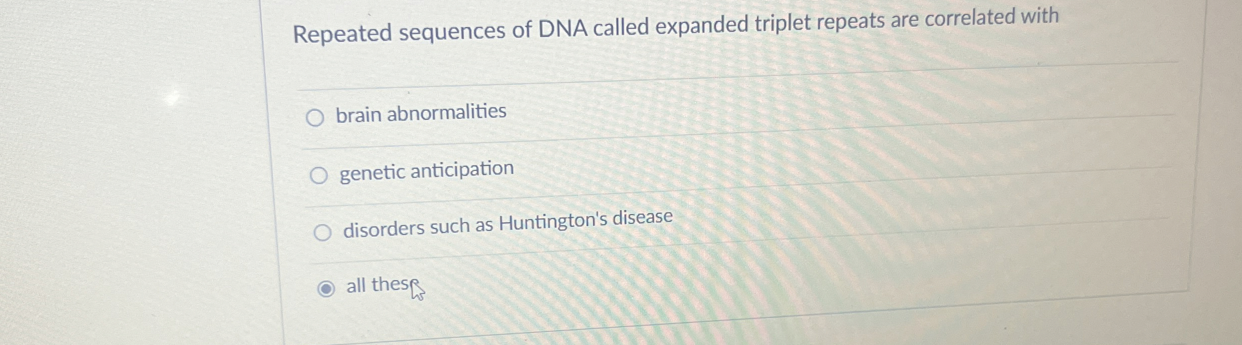 Solved Repeated sequences of DNA called expanded triplet | Chegg.com