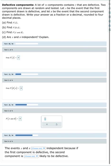 Solved Defective components: A lot of 10 components contains | Chegg.com