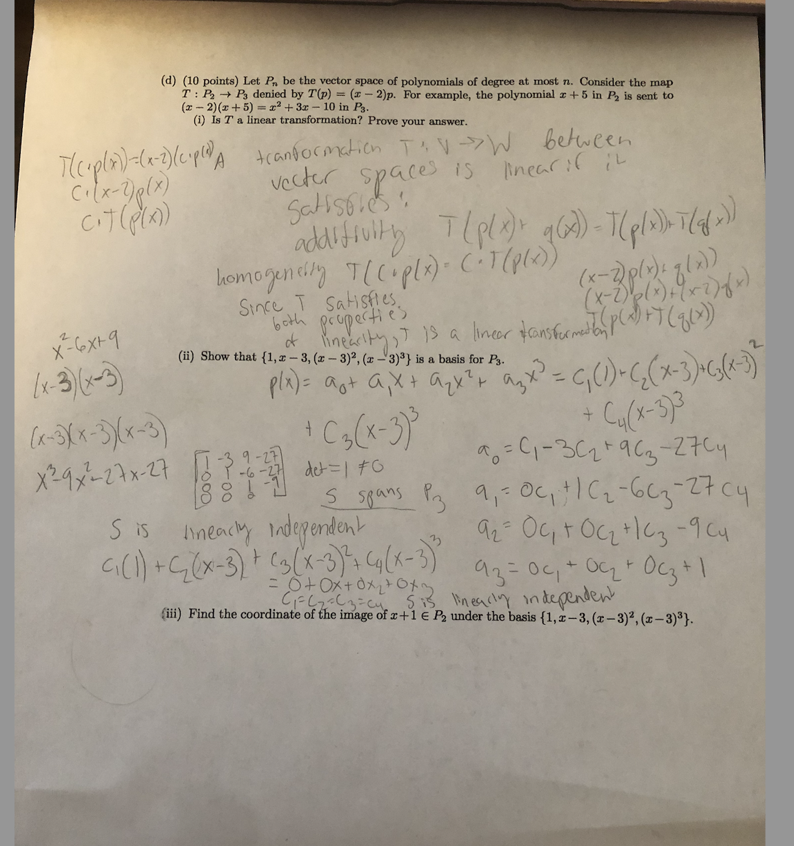 Solved (d) ( 10 ﻿points) ﻿Let Pn be ﻿the vector space of | Chegg.com