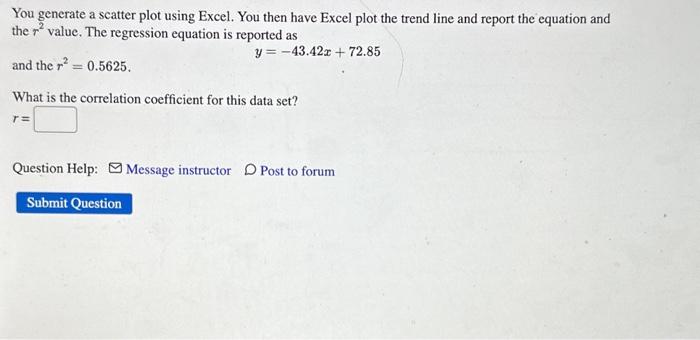 Solved You generate a scatter plot using Excel. You then | Chegg.com