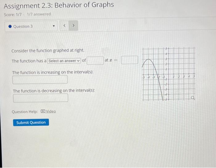 Solved Assignment 2.3: Behavior of Graphs Score: 1/71/7 | Chegg.com