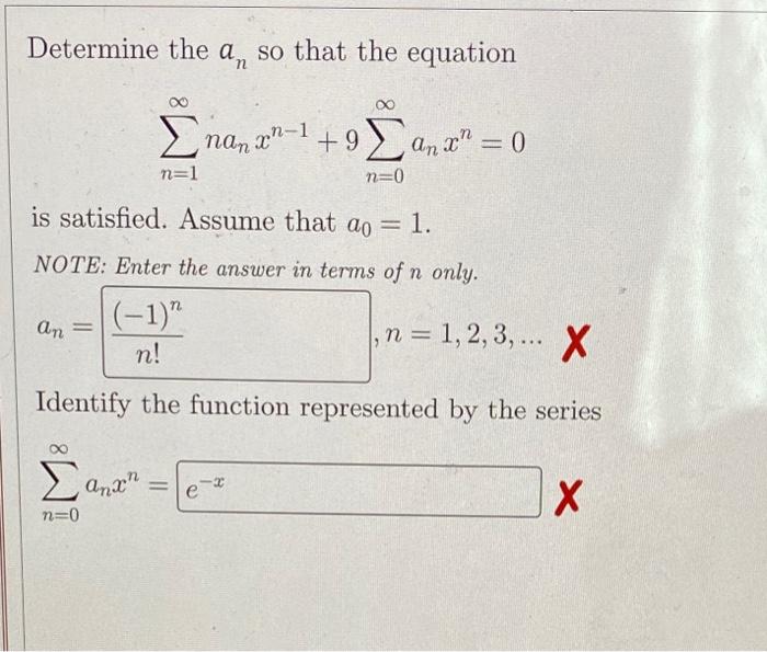 Solved Determine the a, so that the equation n Snanan-1 +9 Σ | Chegg.com