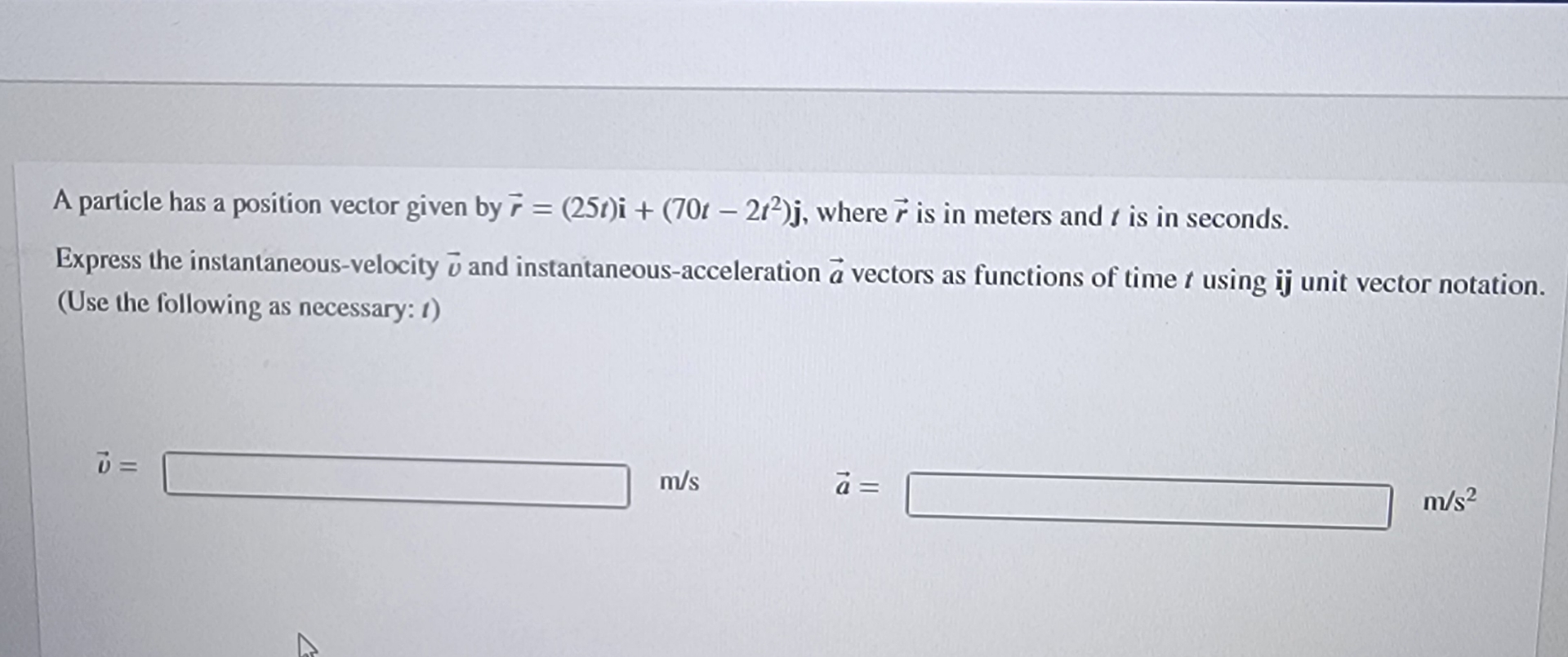 Solved A particle has a position vector given by | Chegg.com